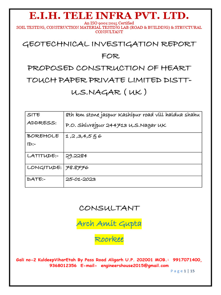 SBC Report Heart Touch Paper Private LTD | PDF | Geotechnical ...