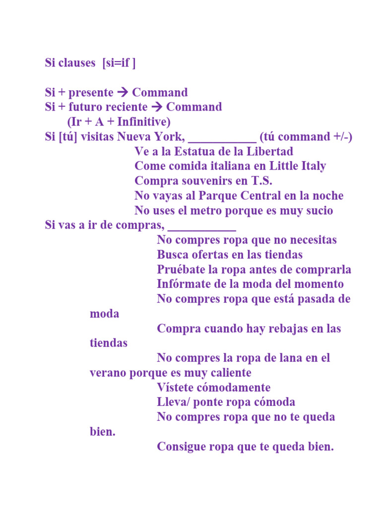 Mandatos en español: cláusulas "si" | PDF