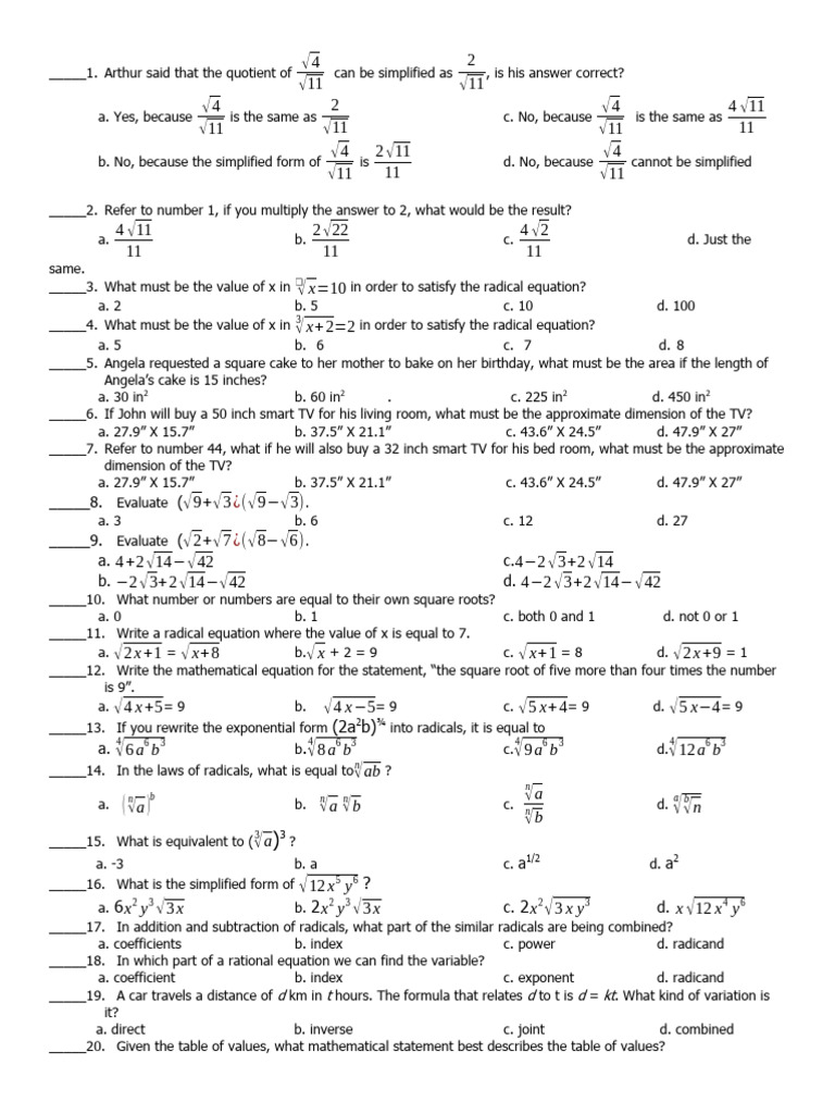 Math Reviewer 2nd Quarter | PDF | Exponentiation | Equations