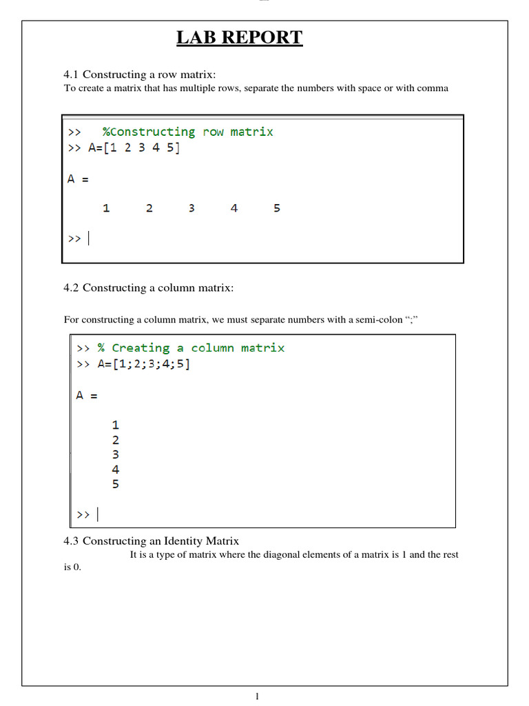 Matlab Report | Download Free PDF | Matrix (Mathematics) | Determinant Matlab Report | Download Free PDF | Matrix (Mathematics) | Determinant