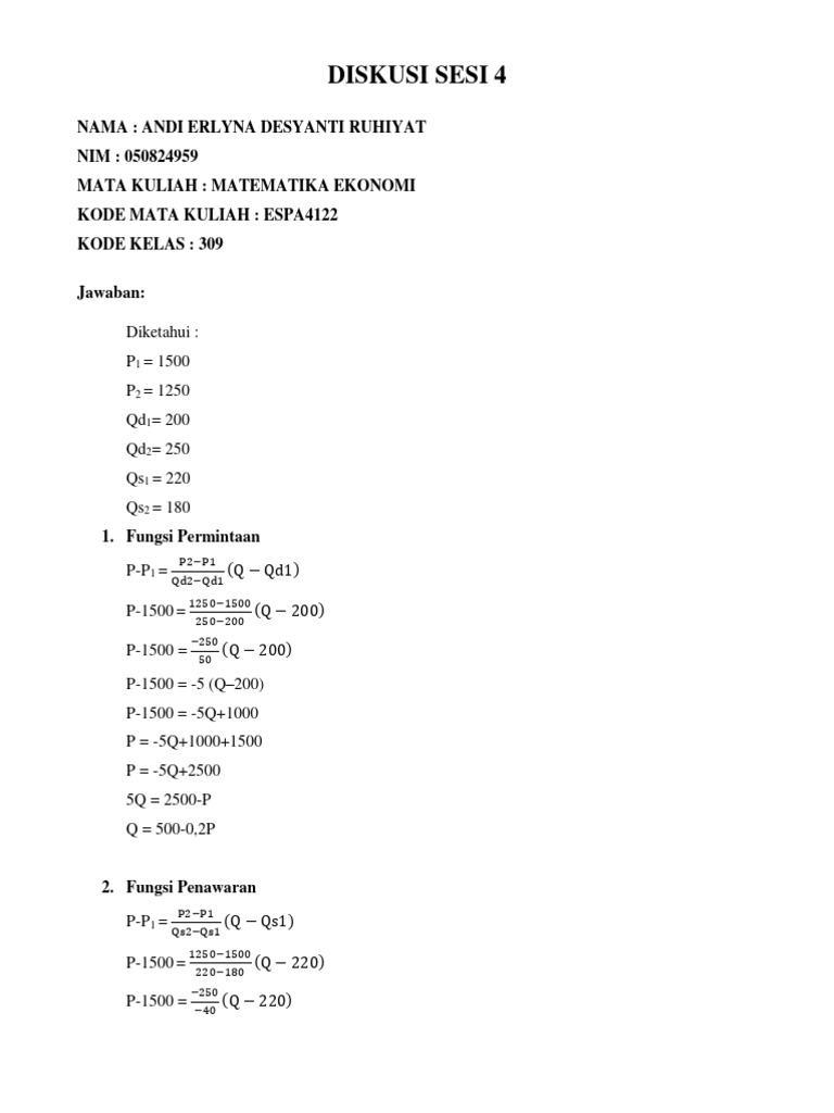 diskusi 4 Matematika Ekonomi | PDF