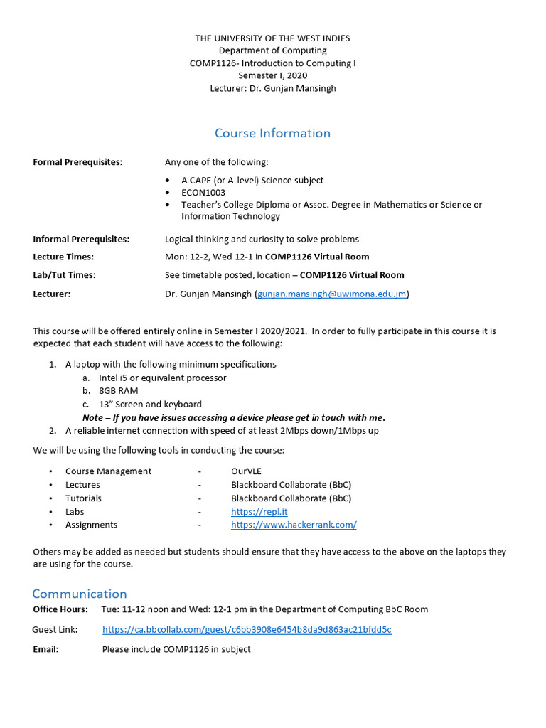Intro to Computing I Course Guide | PDF | Computer Programming | Recursion