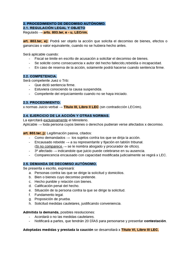 Procedimiento de Decomiso Autónomo en LECrim | PDF | Mandato ...