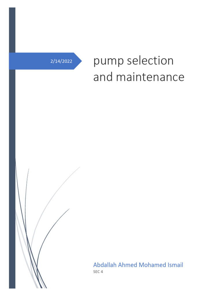 Pump Selection and Maintenance | PDF | Pump | Chemical Engineering