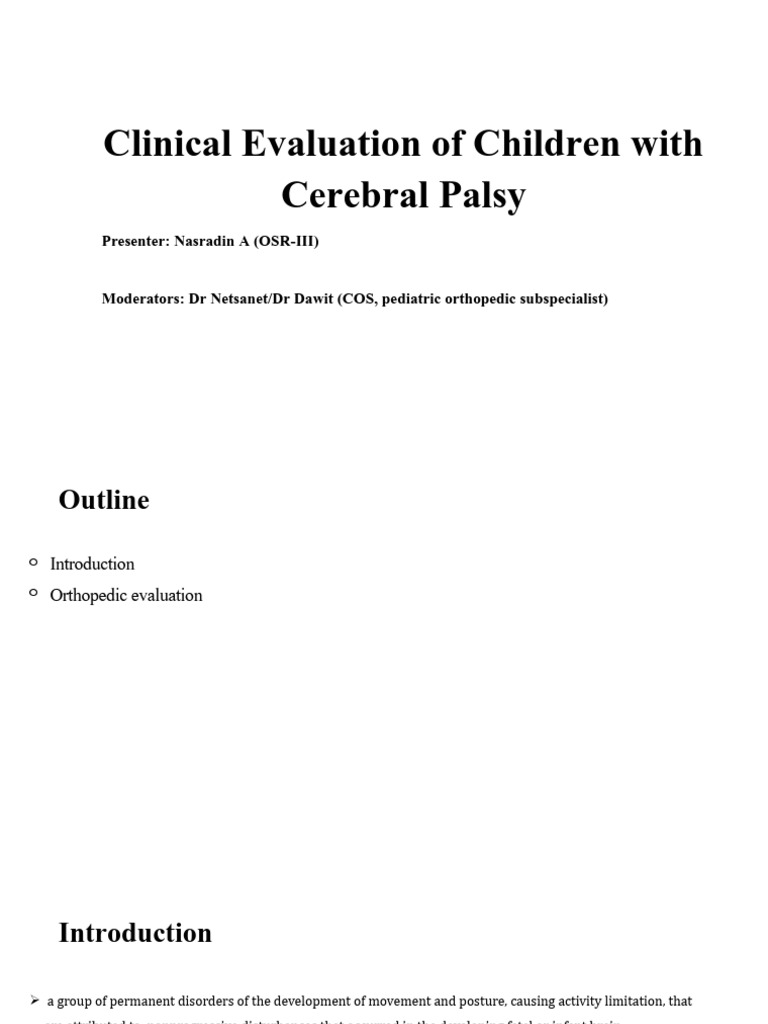 Clinical Evaluation of Children With Cerebral Palsy | Download Free PDF ...