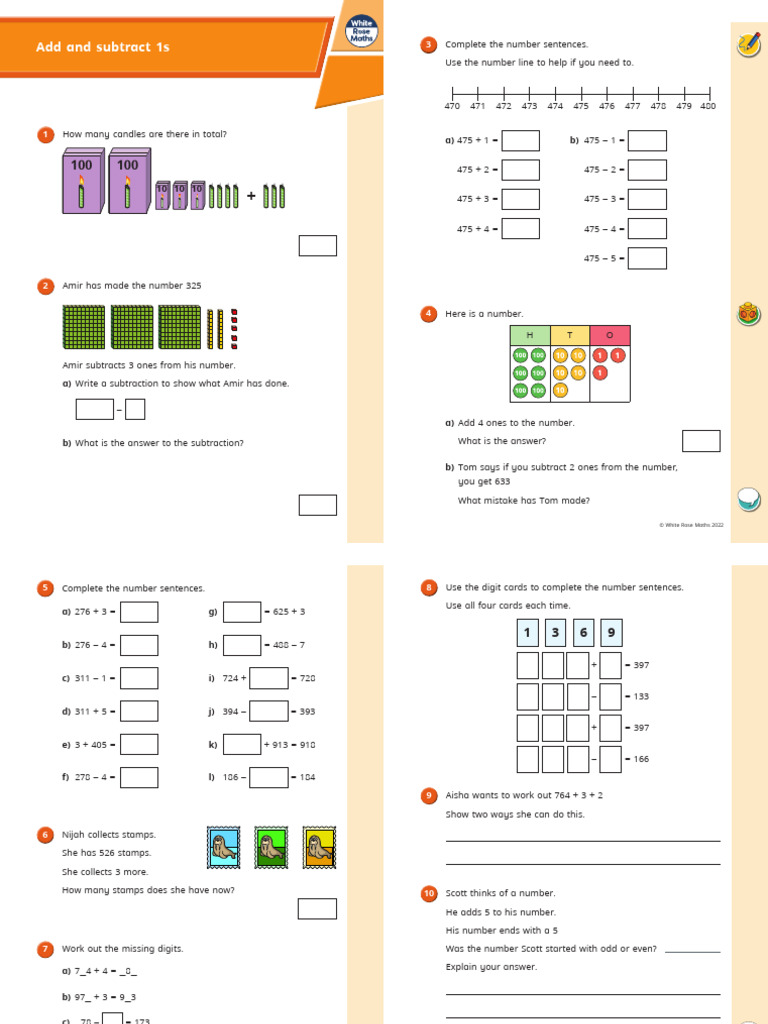 Y3 Add & Subtract Worksheet-Write-On | PDF | Mathematics | Arithmetic