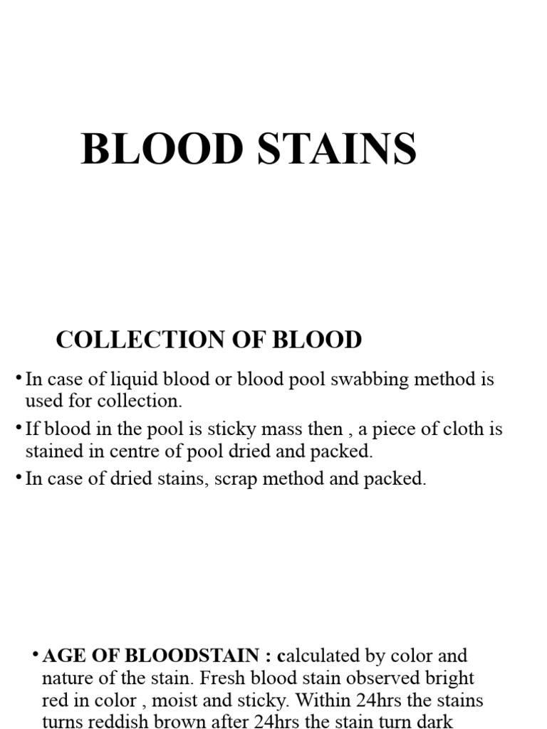 Blood Stainss | PDF | Chemistry | Chemical Substances