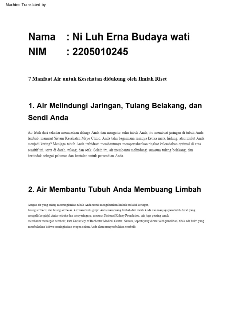 Ni Luh Erna Budaya Wati 7 Manfaat Air | PDF | Kesehatan Holistik