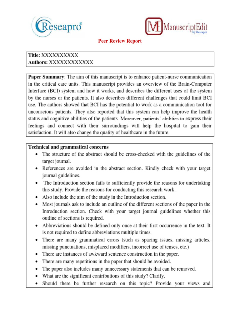 Peer Review Analysis Report - Example | PDF | Communication | Patient