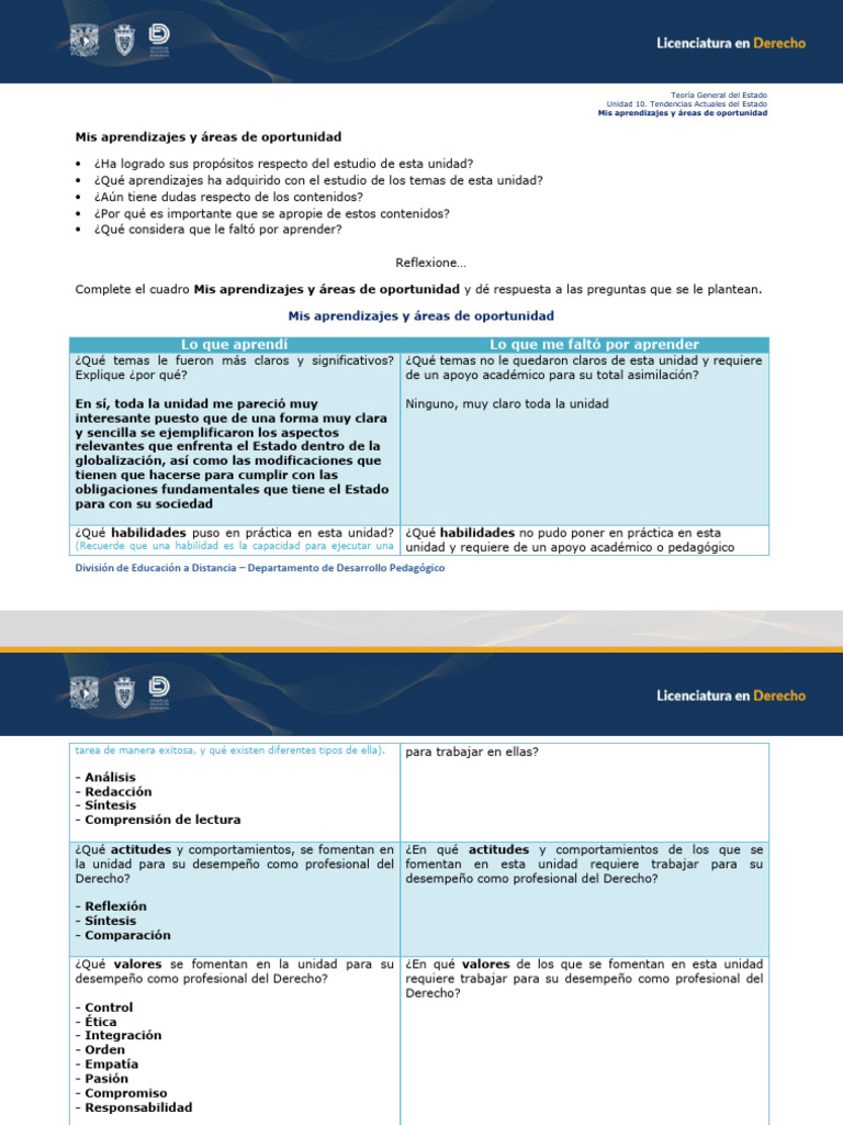 03 - Mis Aprendizajes y Áreas de Oportunidad - Cuadro - Af - U10 | PDF | Aprendizaje | Pedagogía
