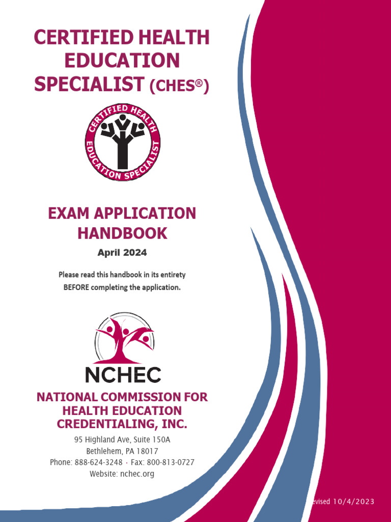Ches Handbook April 2024 | PDF | Health Education | Academic Degree