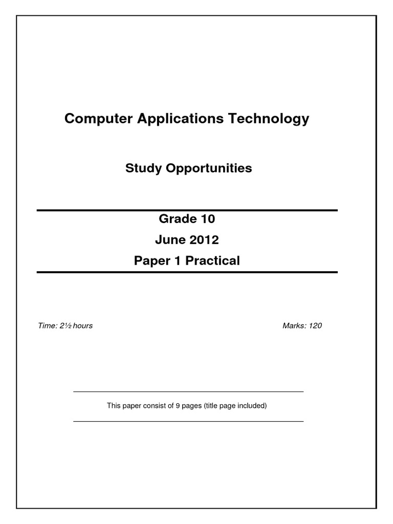 Grade 10 CAT Practical Exam Guide | PDF | Paragraph | Spreadsheet