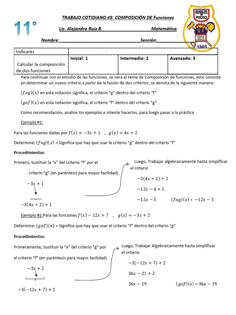 Composicion de Funciones | PDF | Matemáticas | Análisis matemático