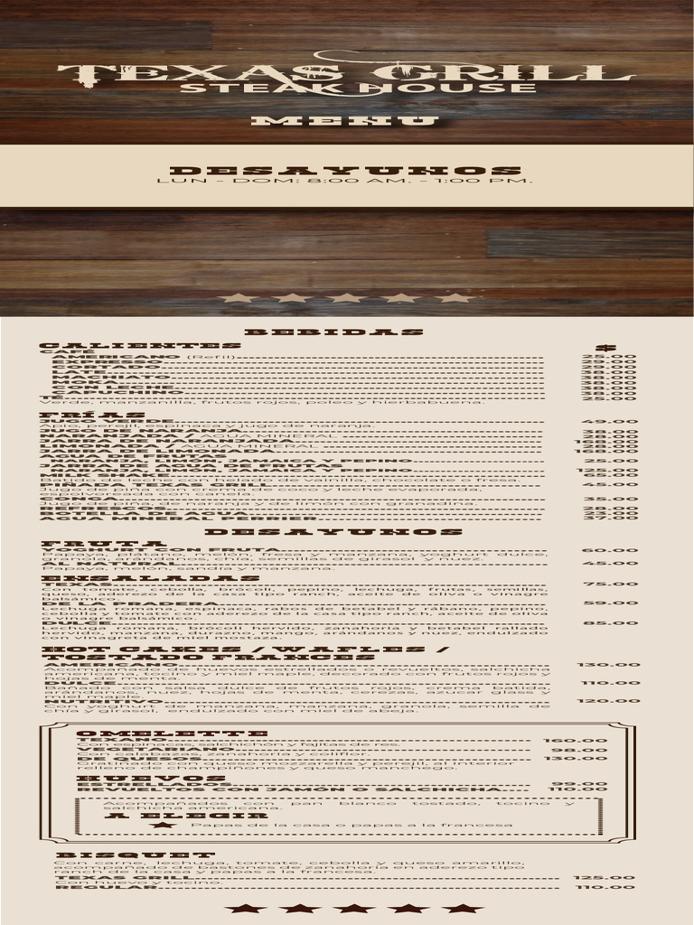 Menu Texas Grill Steak House | PDF | ensalada | Cocina