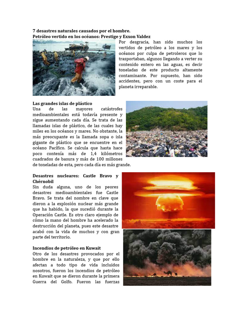 7 desastres naturales causados por el hombre | PDF | Contaminación ...