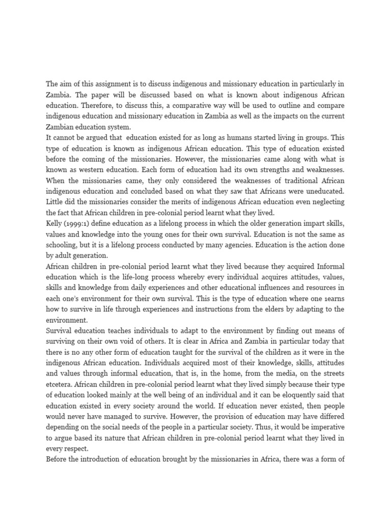 Aims of Indigenous African Education | PDF | Learning | Knowledge