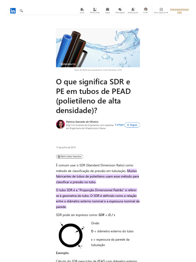 Significado de SDR e PEAD em Tubos | PDF | Polietileno | Pigmento