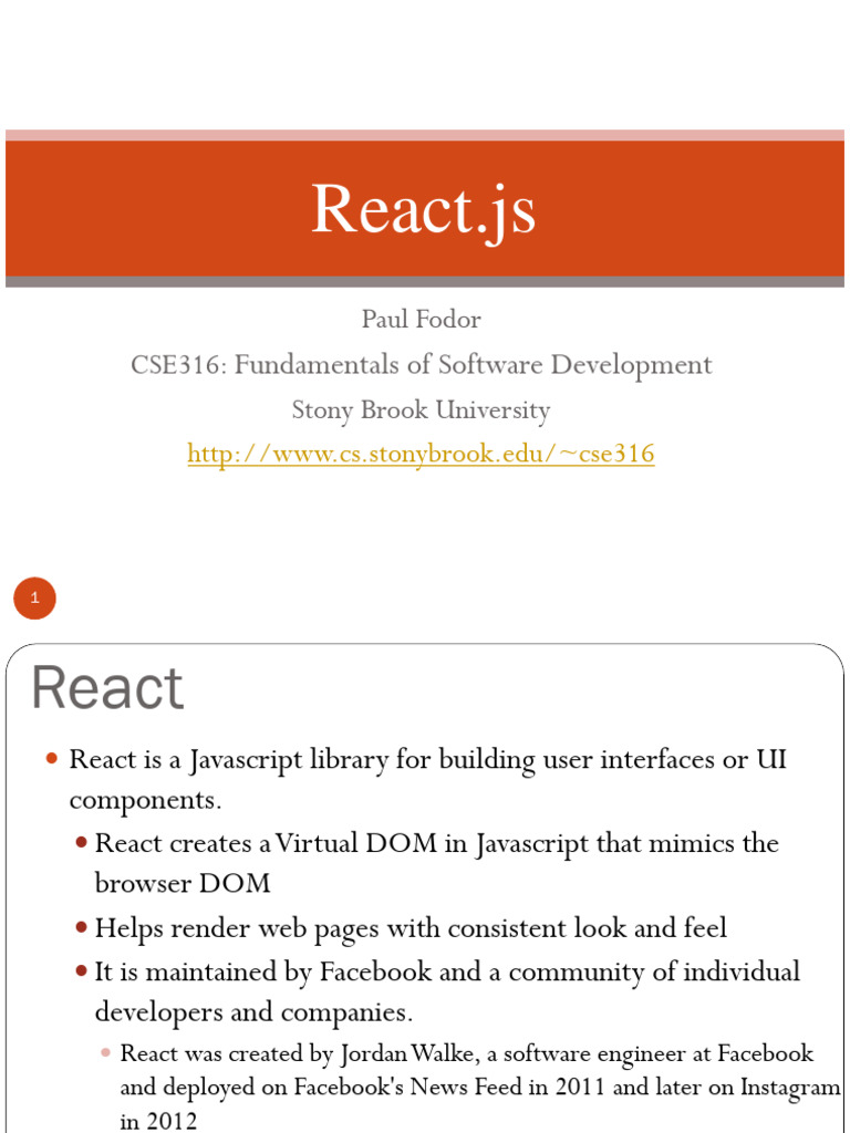 L09-react | PDF | Model–View–Controller | Software Engineering