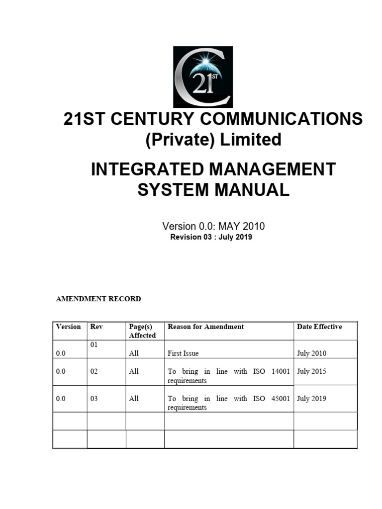 21st Century Communications IMS Manual | PDF | Audit | Business