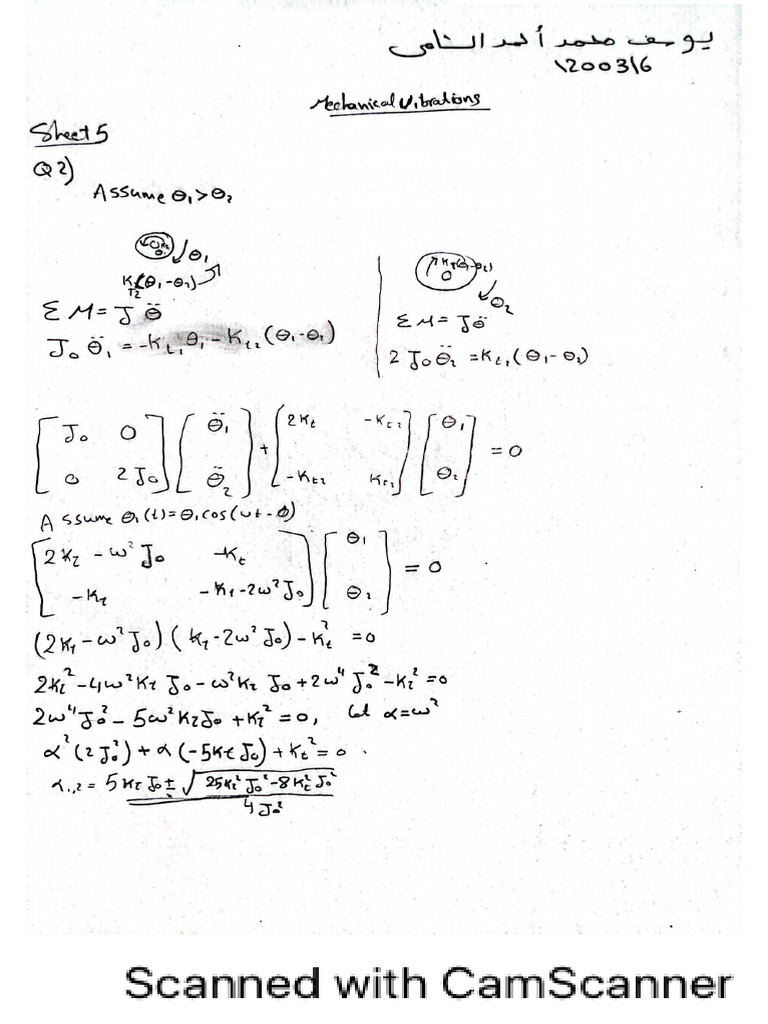 Mechanical Vibrations Assignment Sheet 5 | PDF