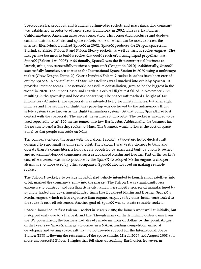 Emergence of SpaceX | PDF | Space X | Spacecraft