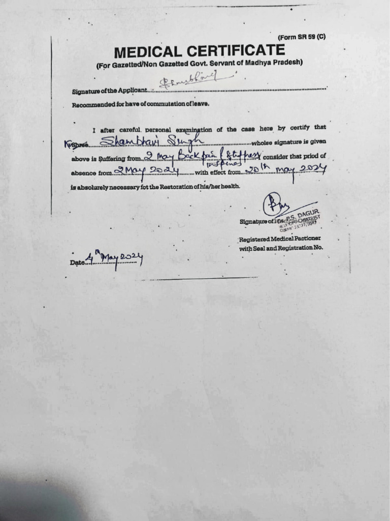 Medical Certificate | PDF