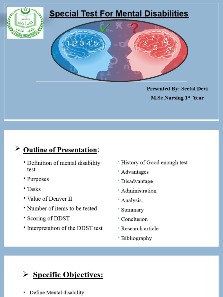 Special Test For Disability Final | PDF | Developmental Disabilities ...