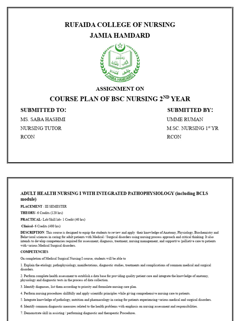 Course Plan ....... | PDF | Respiratory Diseases | Surgery