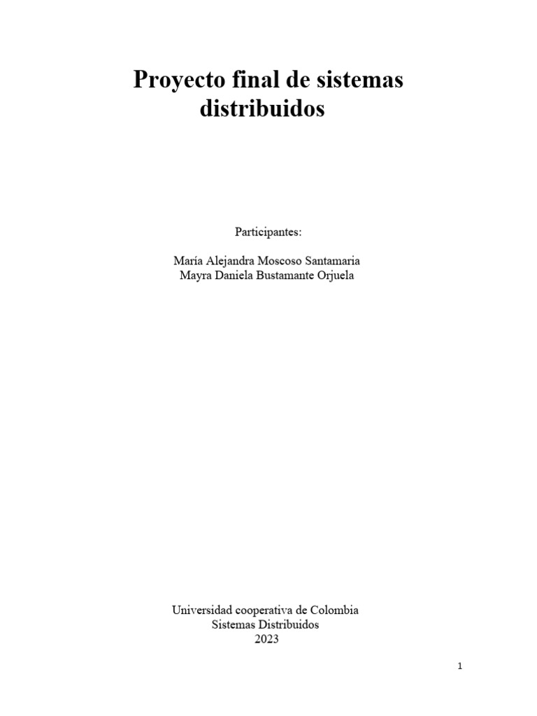 Proyecto final de sistemas distribuidos 1 | PDF | Computación en la nube | Servidor (Computación)