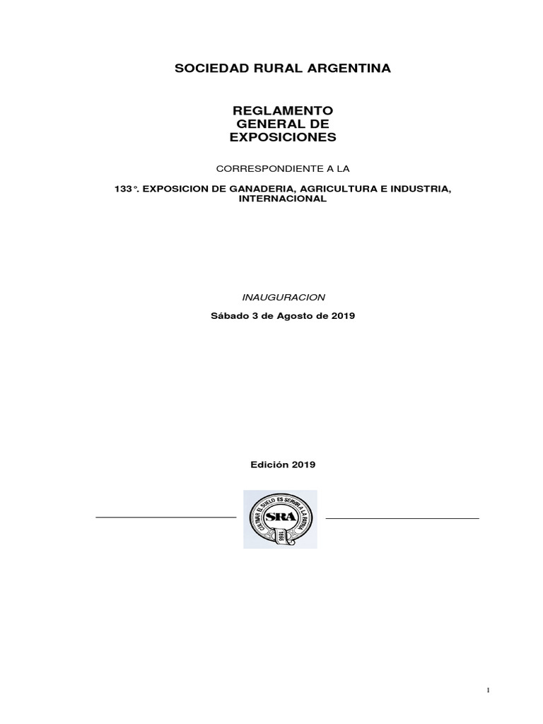 Reglamento Exposición Rural 2019 | PDF | Etnobiología | Domesticación
