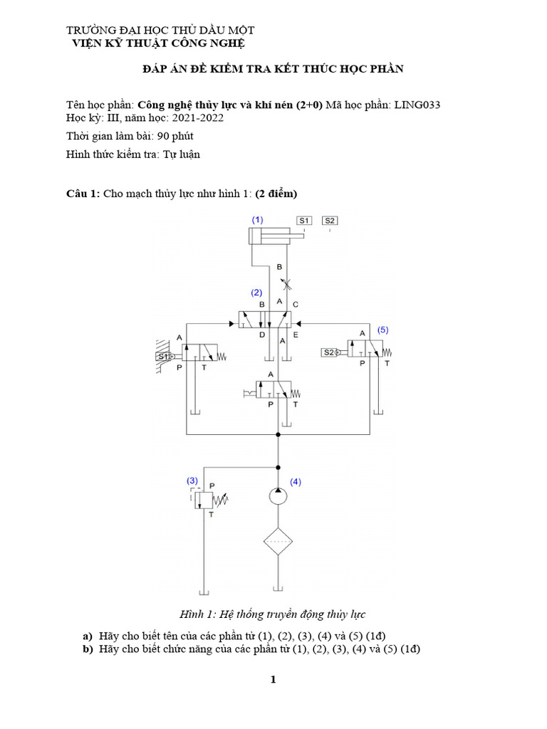 2022 - Đáp Án 1 - TH y L C-Khí Nén | PDF