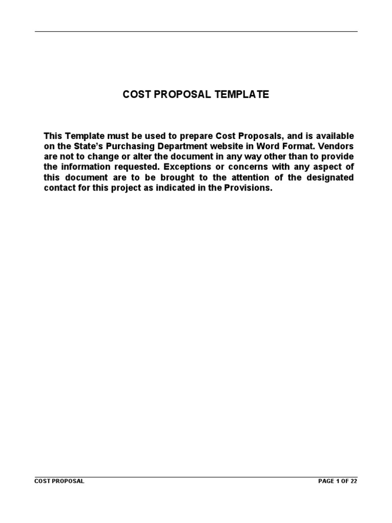 Cost Proposal Template | Implementation | Databases