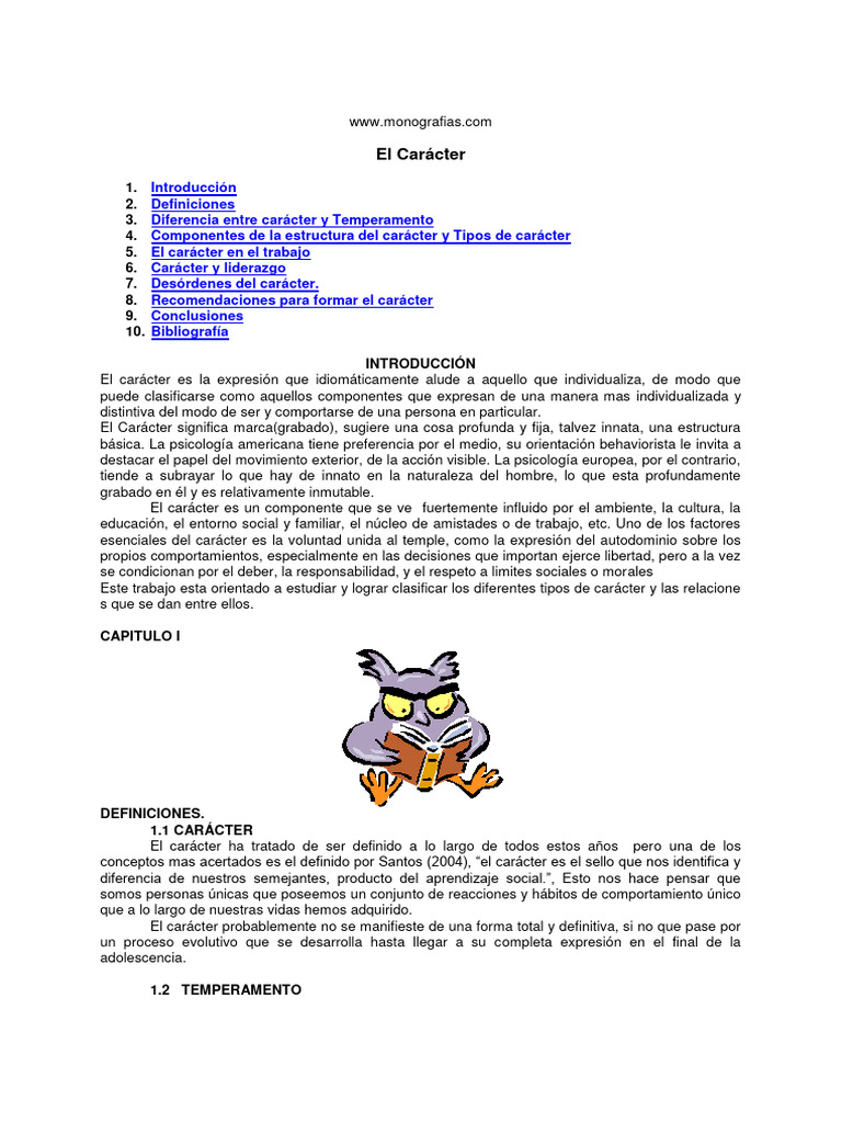 El Caracter | PDF | Temperamento | Comportamiento