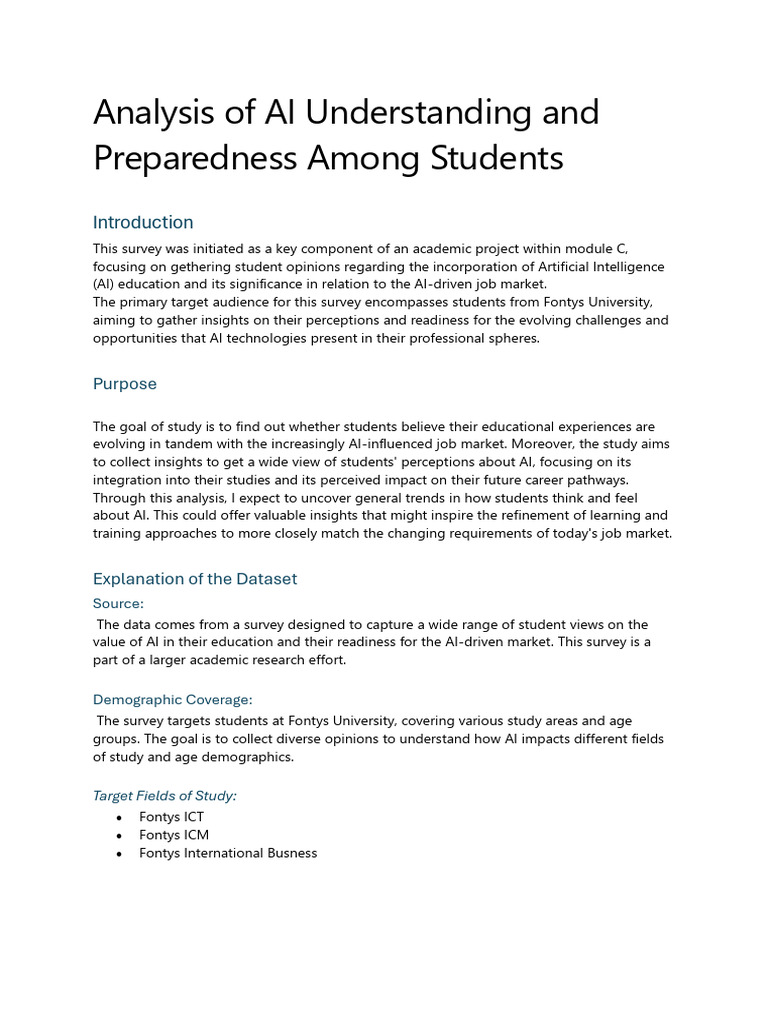 Analysis of AI Understanding and Preparedness Among Students | PDF | Artificial Intelligence ...