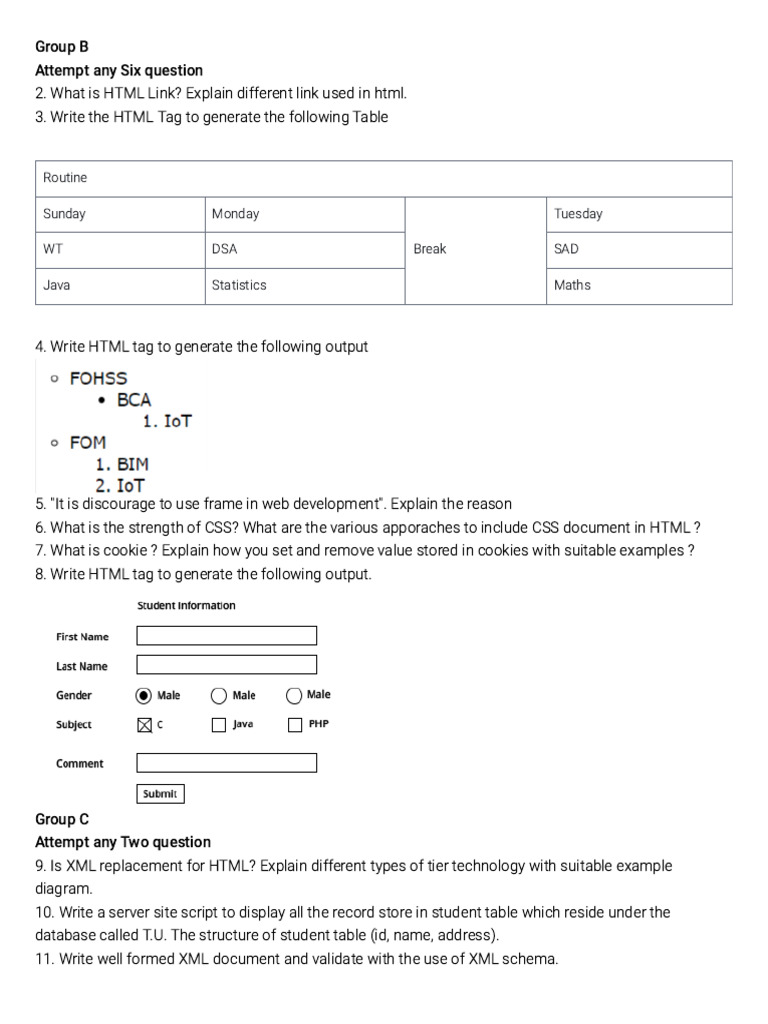 Yearly BCA Old Question Papers of Third Semester - Web Technology | PDF Yearly BCA Old Question Papers of Third Semester - Web Technology | PDF