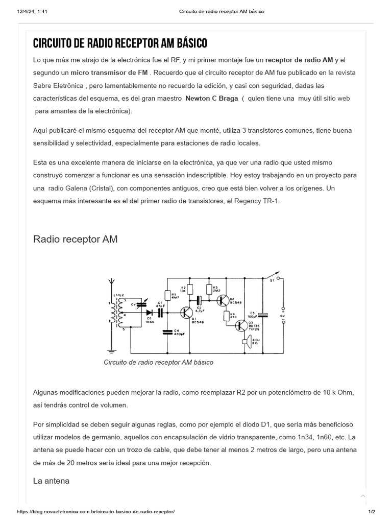 Circuito Básico de Receptor AM | PDF | Radio | Electrónica