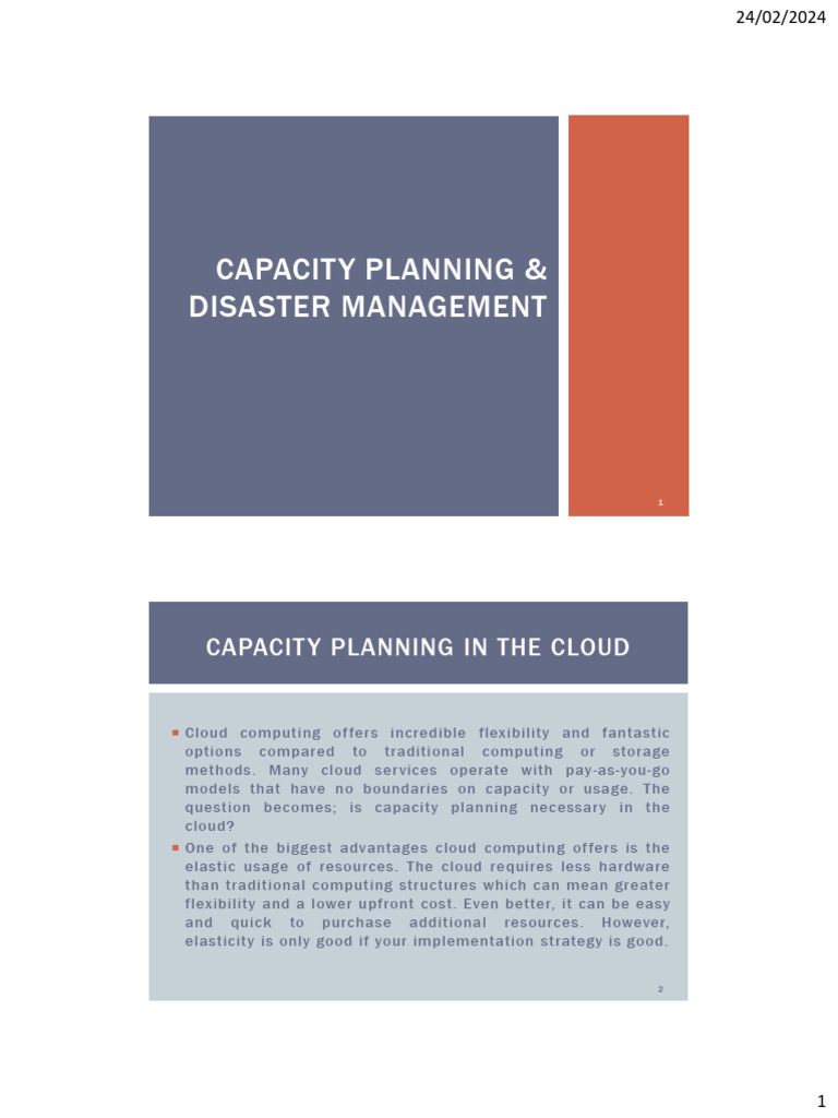 Capacity Planning and Disaster Management | PDF | Disaster Recovery ...