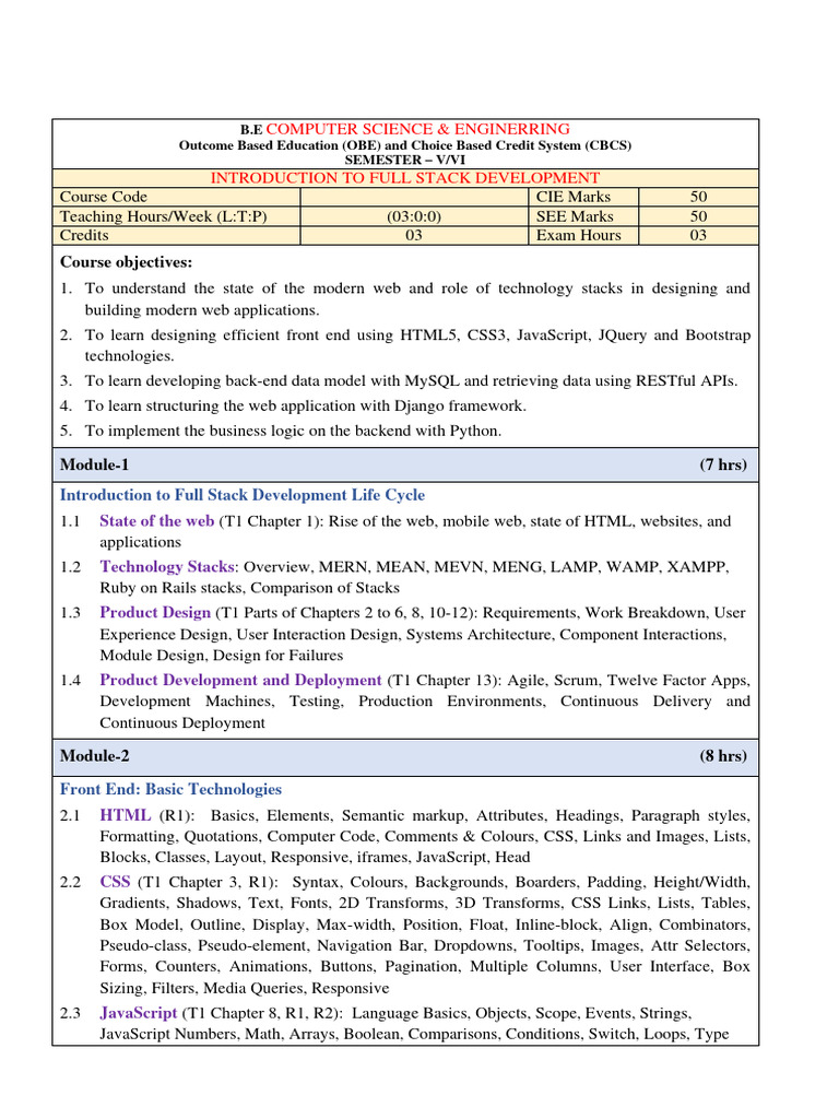 Fullstack Django Syllabus v1-Y4Lp1GgeE3tOKGZo | PDF | Bootstrap (Front ...