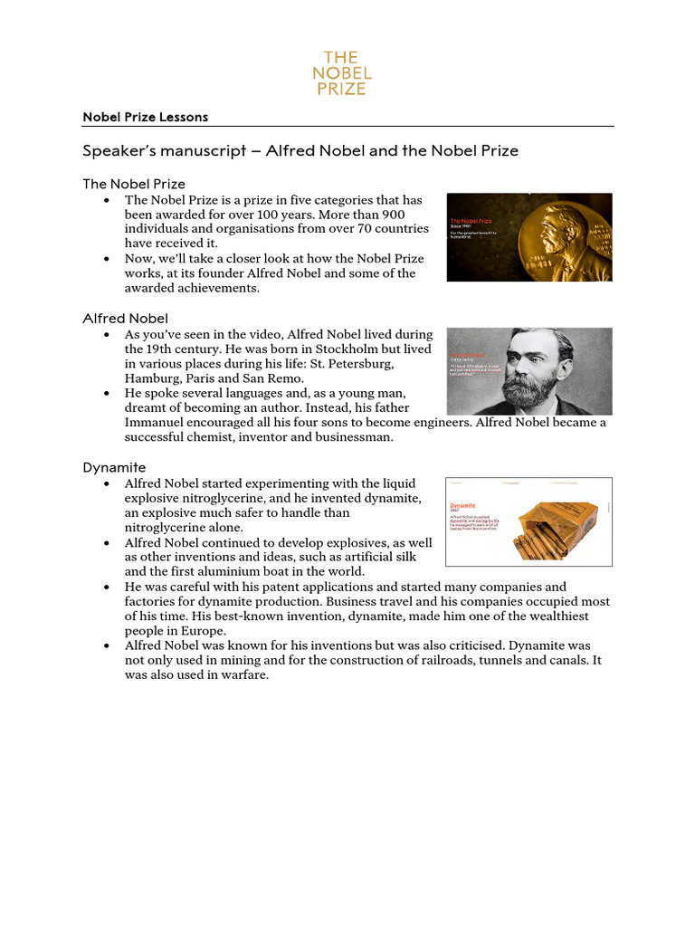 Nobel Prize Insights and History | PDF | Nobel Prize