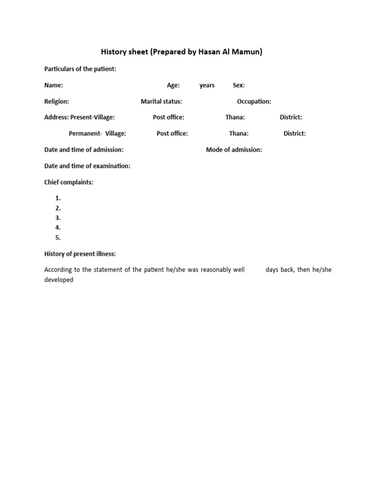 History Sheet Final | PDF