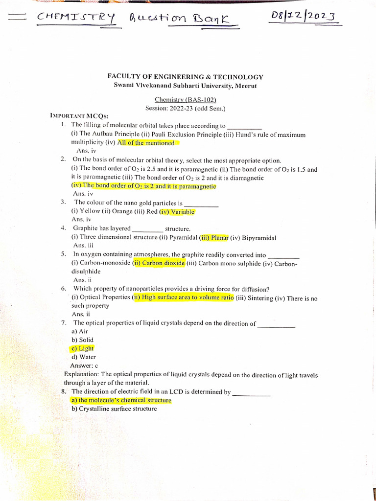 Chemistry Obj. | PDF
