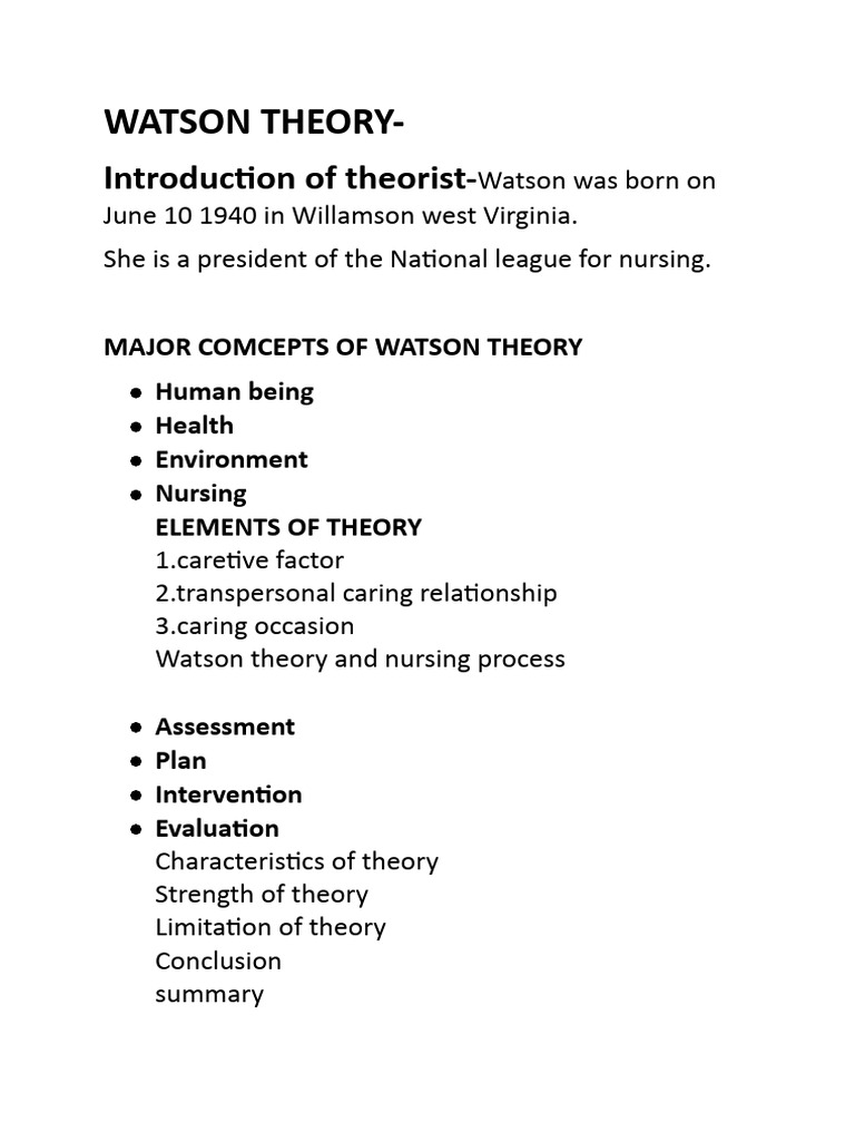 Hand Oyt For Watson Theory | PDF