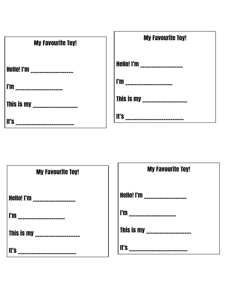 My Favourite Toy Pdf