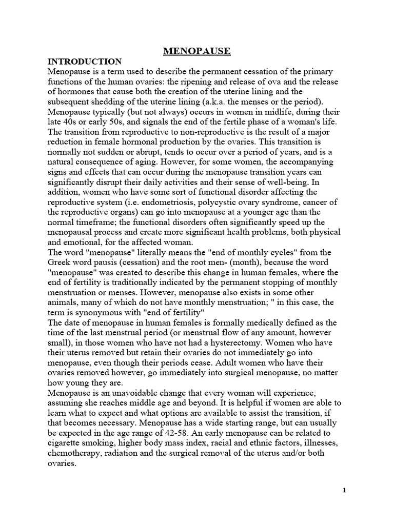 Menopause Part 1 | PDF | Urinary Incontinence | Menopause