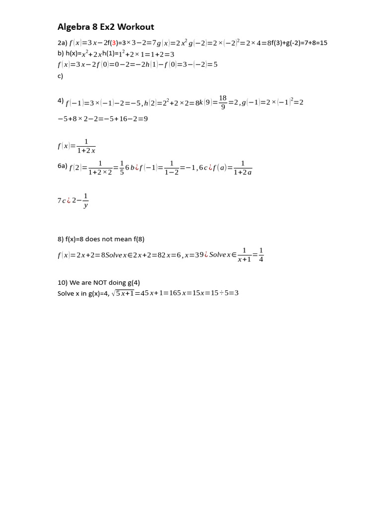 Algebra 8 Exercise 2 Solutions | PDF