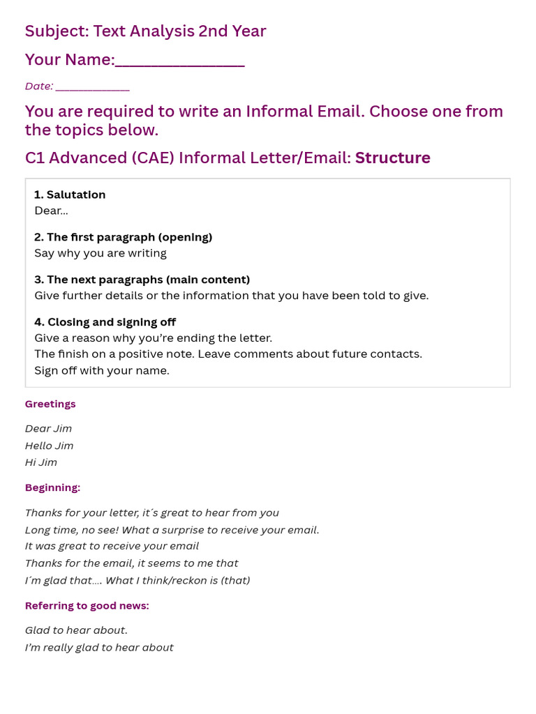 Writing Informal Email | PDF