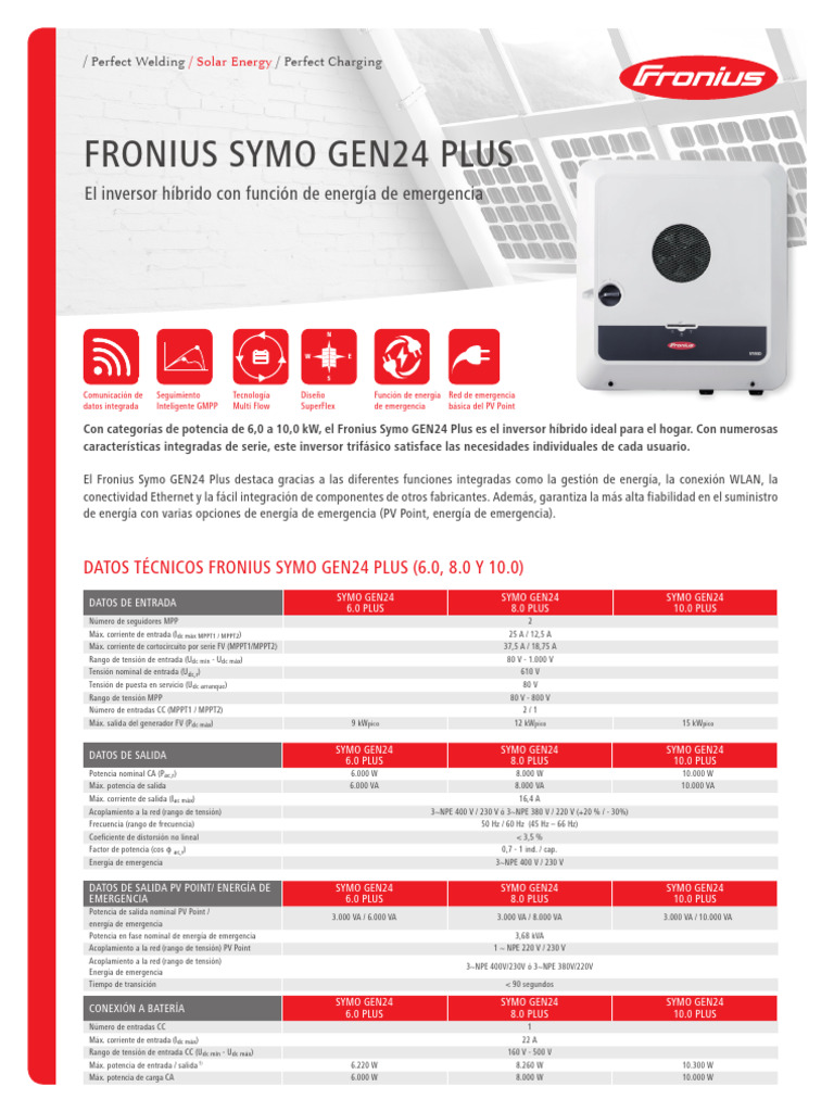 Fronius Inversor Symo Gen24 Plus | PDF | Ingenieria Eléctrica ...