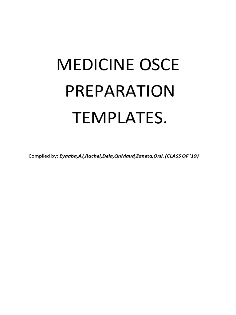 Medicine Osce Templates | PDF | Meningitis | Myocardial Infarction