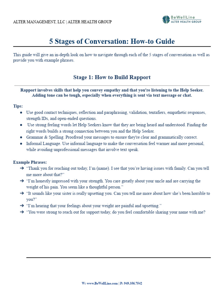 5 Stages of Conversation | Download Free PDF | Social Support | Experience
