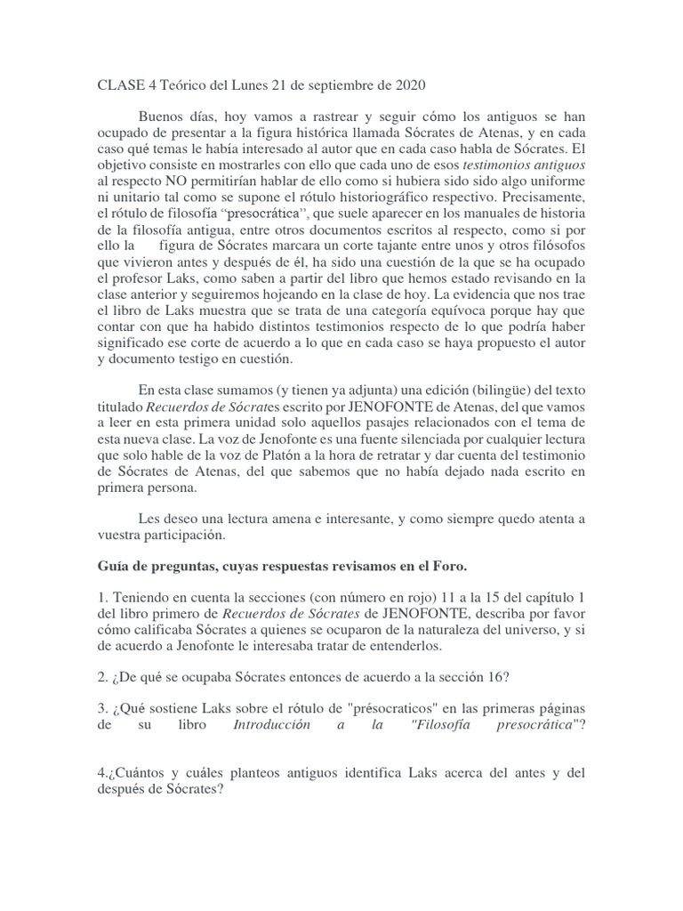 Clase 4 Filosofia Antigua Unlp | PDF | Sócrates | Platón